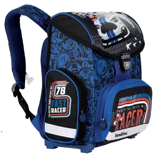 Versenyautós ergonomikus iskolatáska, csatos - Bambino - Iskolatáskanet